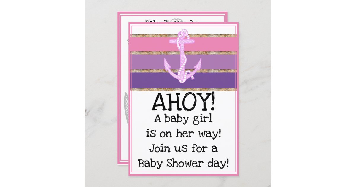 Invitación Ancla náutica y Chica Rope Baby Shower (rosa) | Zazzle.es