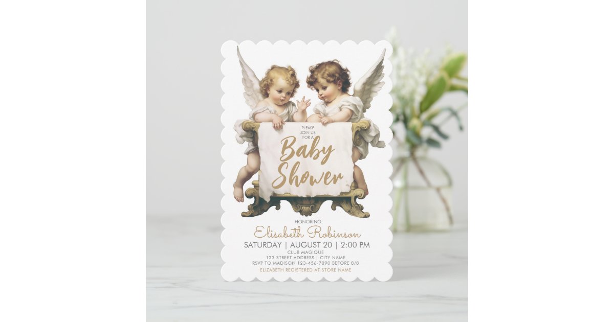 Invitación Angels Baby Shower Personalizado | Zazzle.es