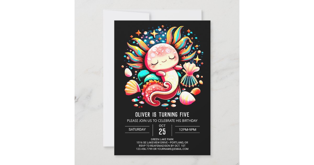 Invitación Axolotl Personalizado acuarela Cumpleaños | Zazzle.es