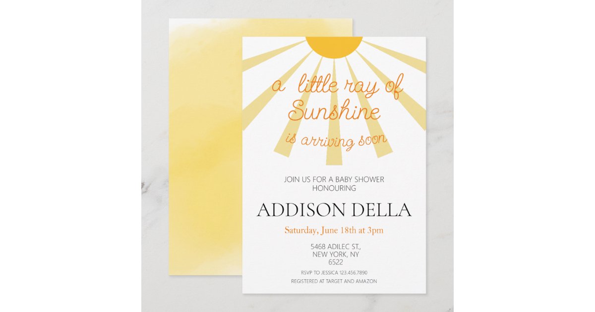 Invitación Baby Shower amarillo sunshine | Zazzle.es