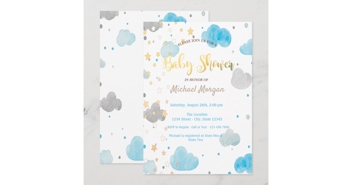 Invitación Baby Shower de nubes y estrellas | Zazzle.es