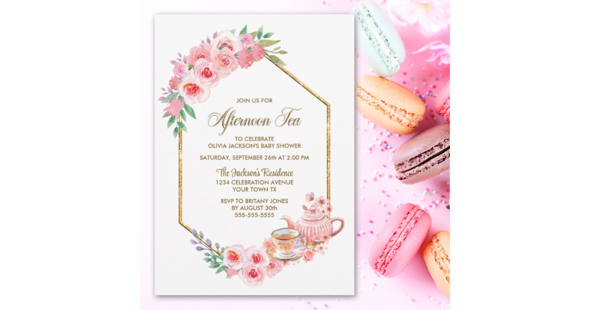 Invitación Baby Shower de té de la tarde de la floral rosa | Zazzle.es