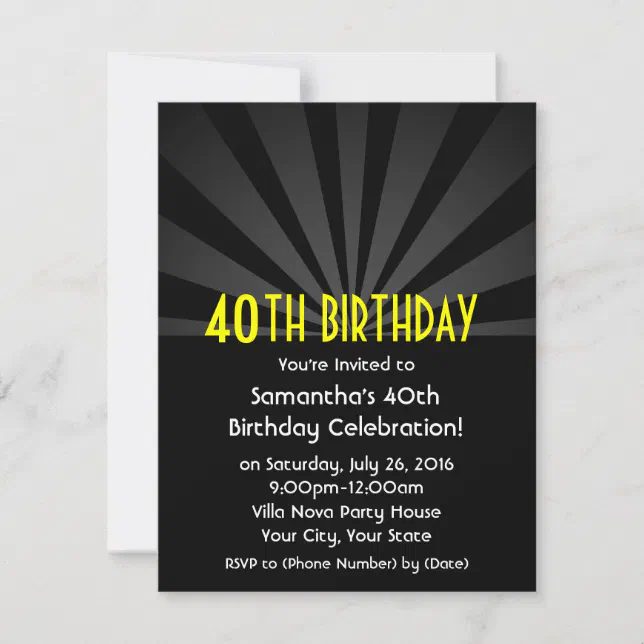 Invitación Black Spotlight Marquee 40th Party Invitation | Zazzle.es