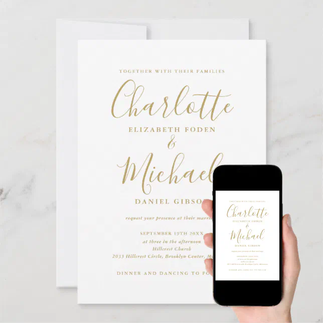 Invitación Boda de código QR con guión moderno y elegante de | Zazzle.es