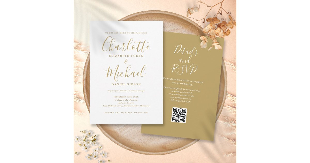 Invitación Boda de código QR con guión moderno y elegante de | Zazzle.es