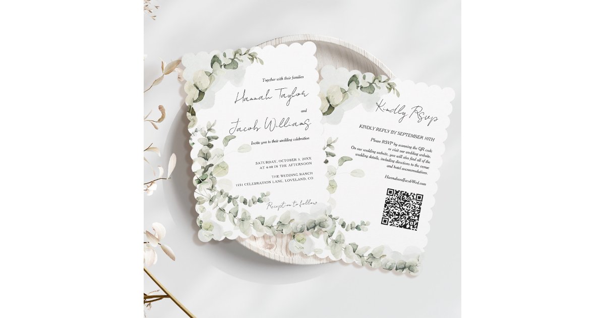 Invitación Boda de código QR de Eucalyptus | Zazzle.es