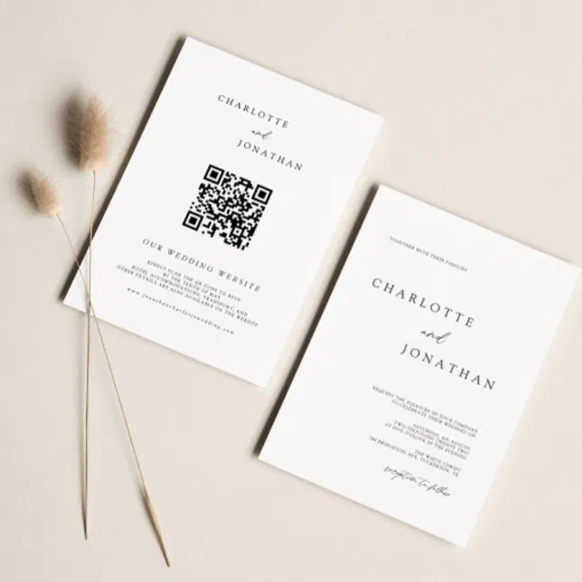 Invitación Boda de código QR de tipografía moderna simple | Zazzle.es