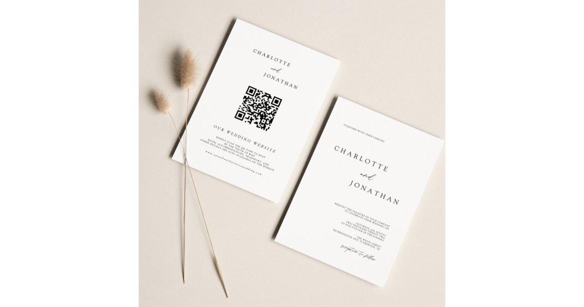 Invitación Boda de código QR de tipografía moderna simple | Zazzle.es