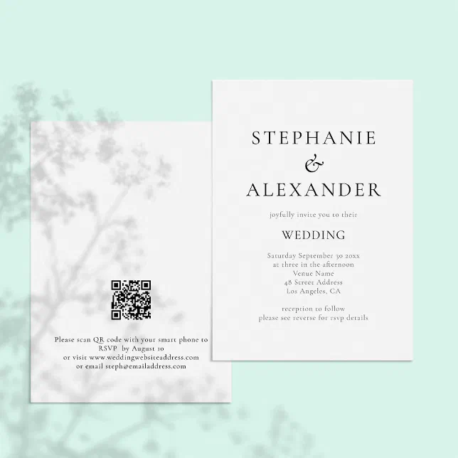 Invitación Boda de código QR de tipografía simple moderna | Zazzle.es