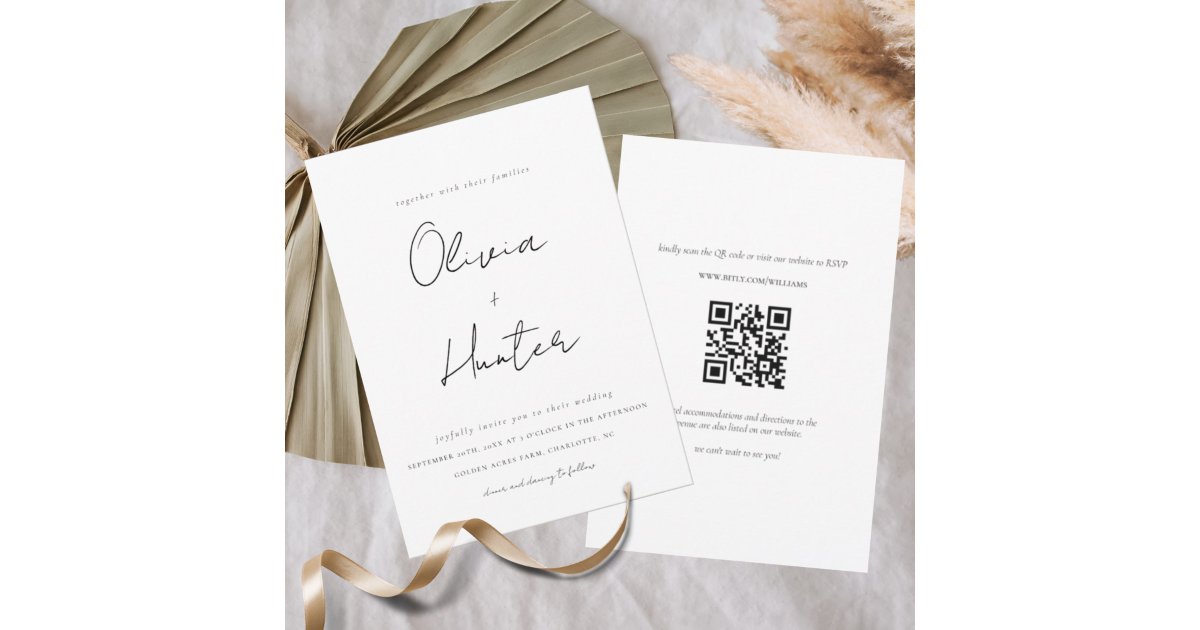 Invitación Boda de código QR minimalista | Zazzle.es