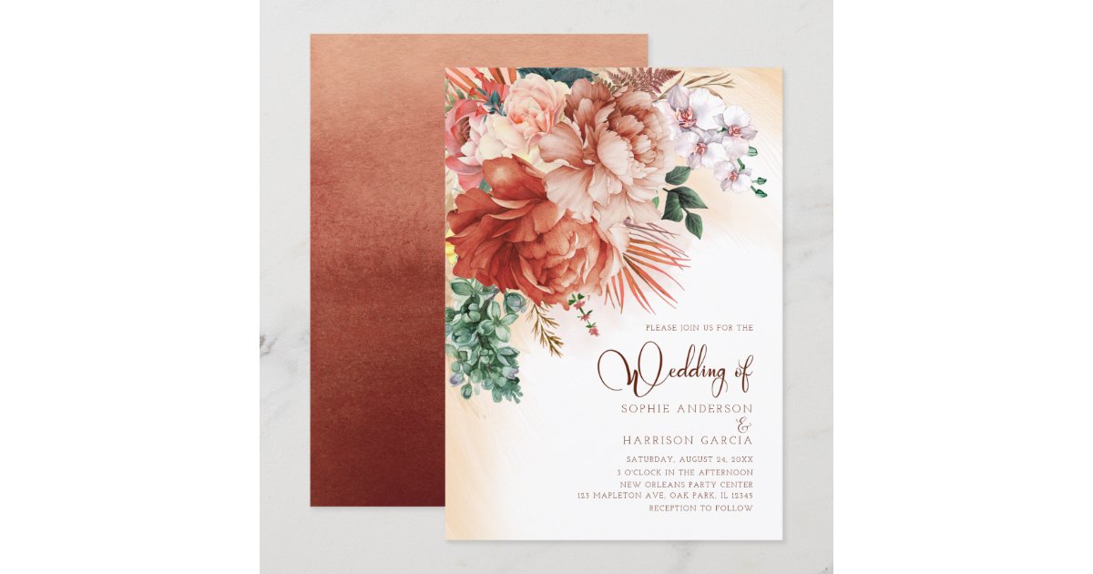 Invitación Boda de hierbas de Terracota Moderna | Zazzle.es