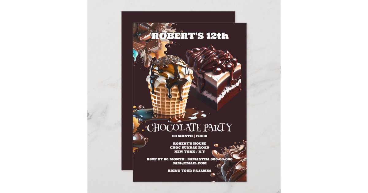 Invitación Chocolate fiesta niños tema de cumpleaños choc div | Zazzle.es