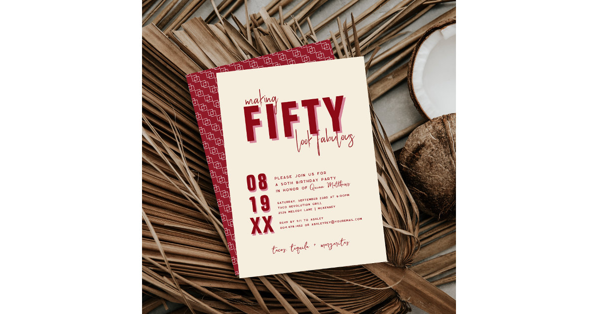 Invitación Cincuenta Y Fabuloso 50ª Fiesta De Cumpleaños Zazzlees
