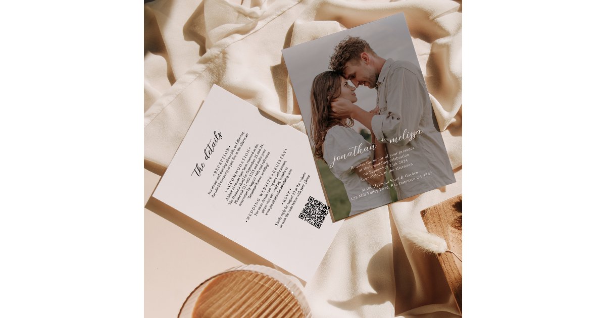 Invitación código QR | Todo en un Boda de guiones elegante y | Zazzle.es