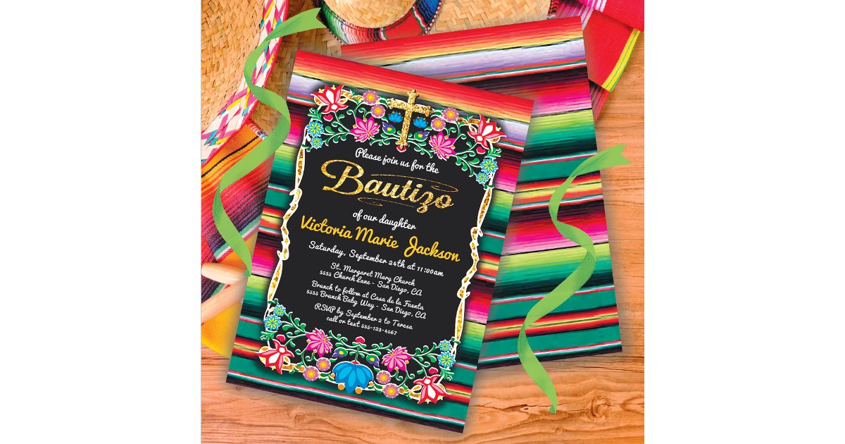 Invitación Cruz Purpurina de oro de la Fiesta Fiesta Mexicana | Zazzle.es