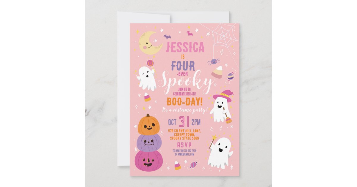Invitación Cumpleaños de Halloween CUATRO Chicas Fiesta Fanta | Zazzle.es