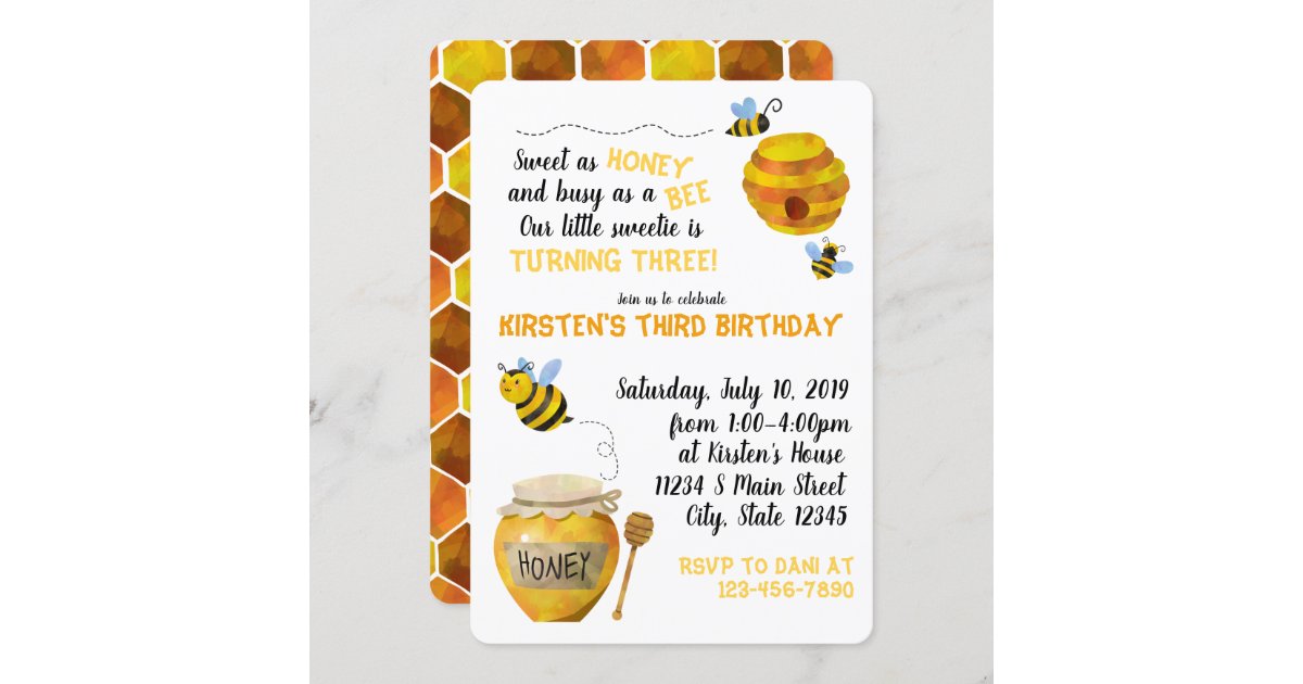 Invitación Cumpleaños de la Abeja Miel | Zazzle.es