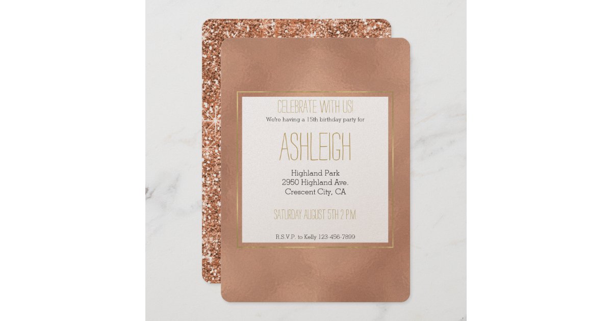 Invitación Cumpleaños del Glam Gold Rosa | Zazzle.es