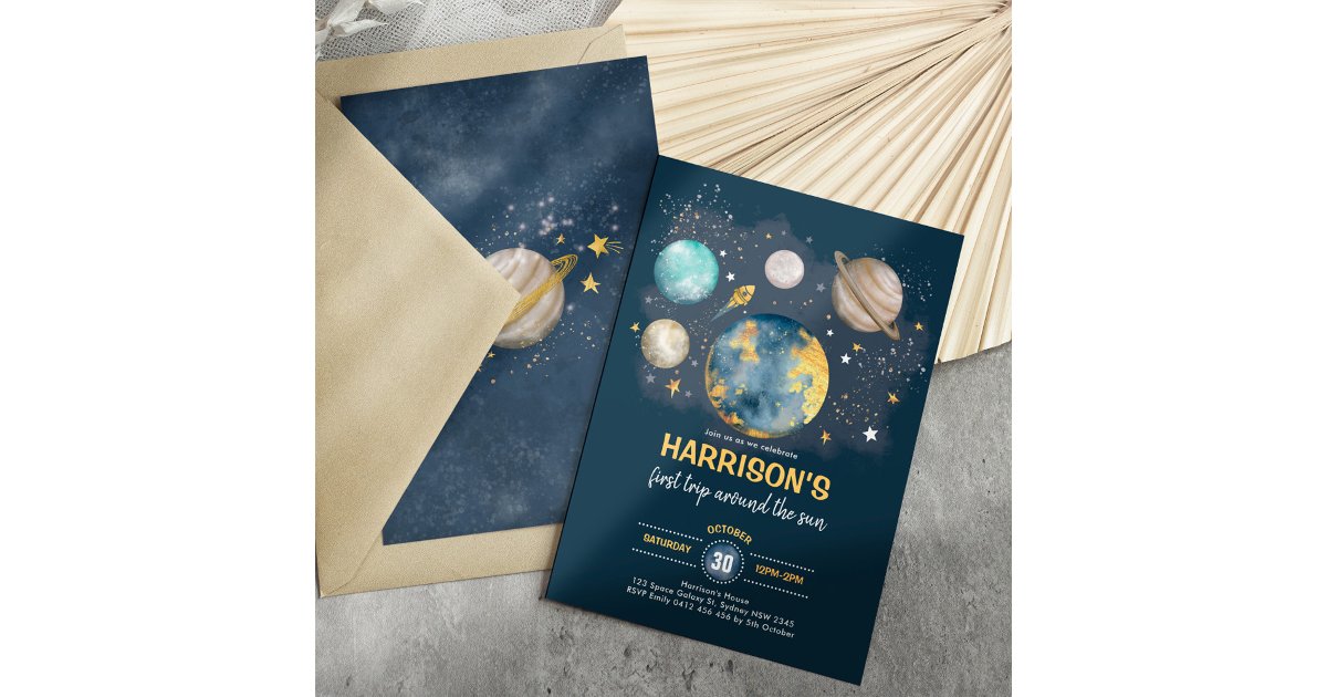 Invitación Cumpleaños espacial Luna Estrellas Planetas Galaxy | Zazzle.es