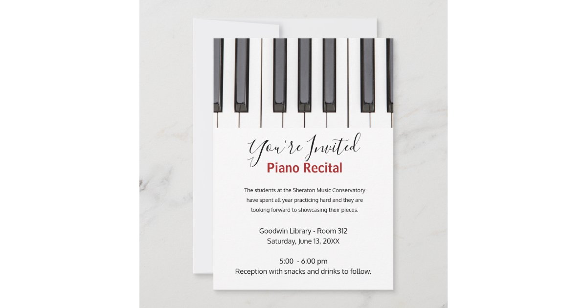 Invitación Custom Kids Piano Recital Invitation | Zazzle.es