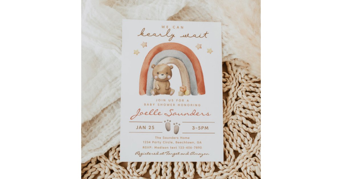 Invitación de Boho Bear Baby Shower | Bebé de oso | Zazzle.es