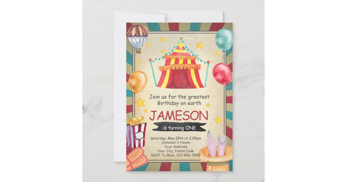 Invitación de cumpleaños a Circus | Zazzle.es