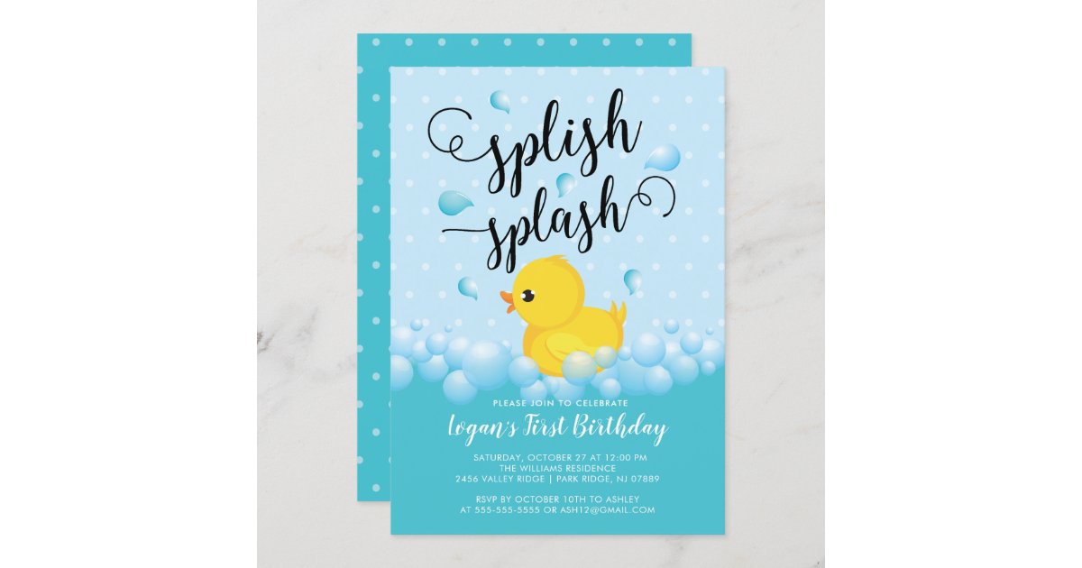 Invitación de cumpleaños a Splish Splash Duck | Zazzle.es