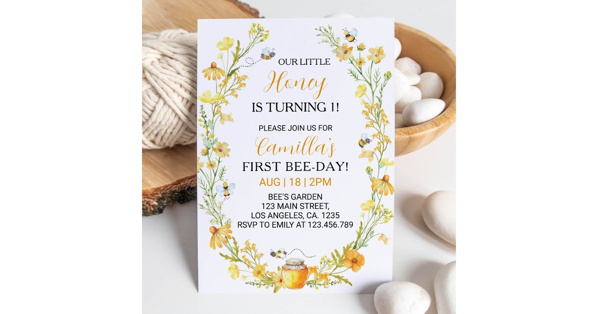 Invitación de cumpleaños con sabor a miel Bumble A | Zazzle.es