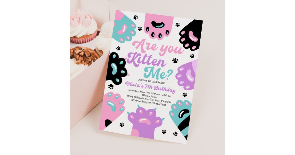 Invitación de cumpleaños de Kitty Cat Retro | Zazzle.es