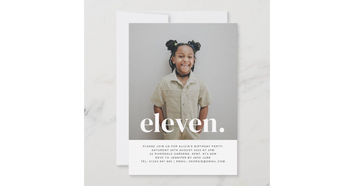 Invitación de cumpleaños de once fotos | Zazzle.es