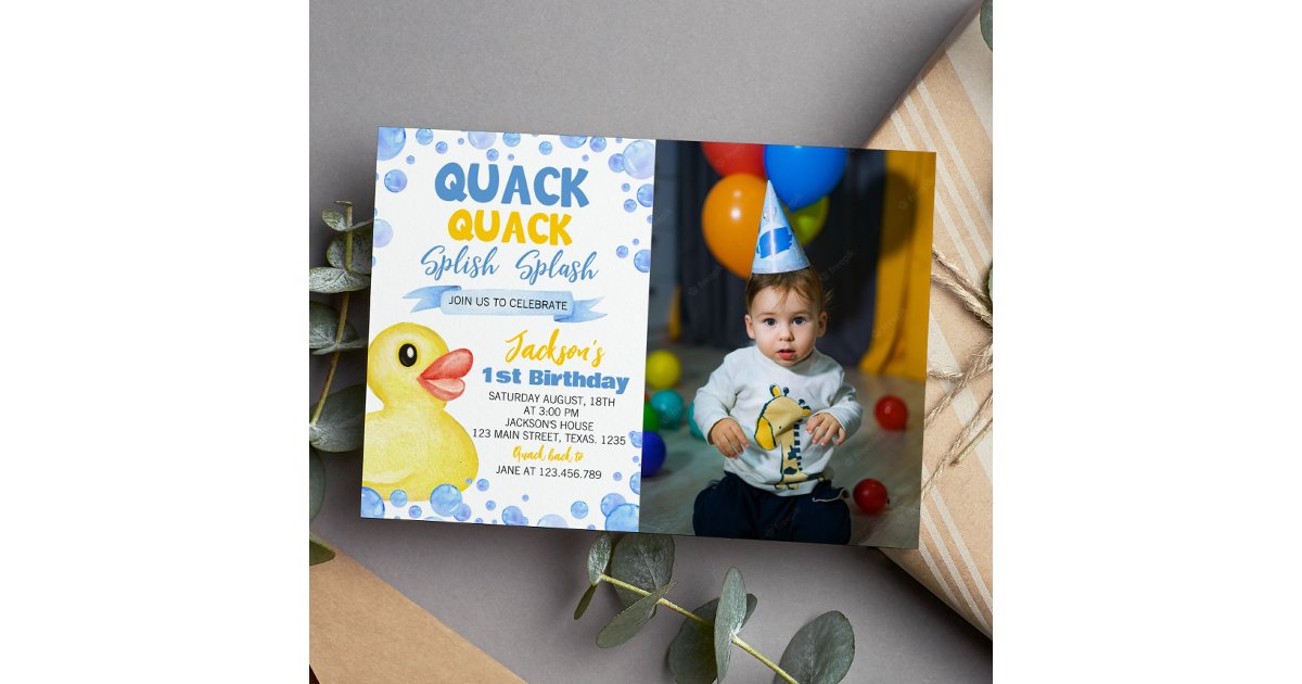 Invitación de cumpleaños de Rubber Ducky | Zazzle.es