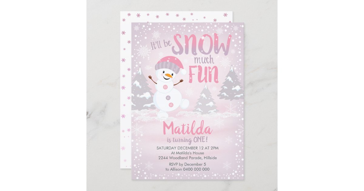 Invitación de cumpleaños de Snowman Chica de invie | Zazzle.es