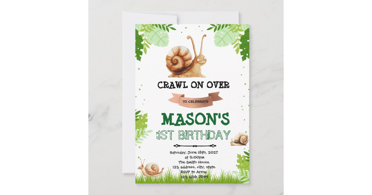 Invitación de cumpleaños del caracol | Zazzle.es