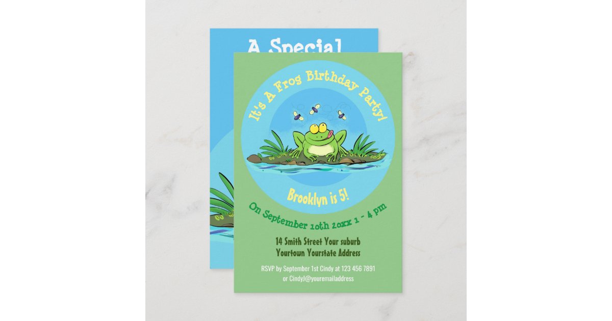 Invitación de cumpleaños del personalizado de rana | Zazzle.es