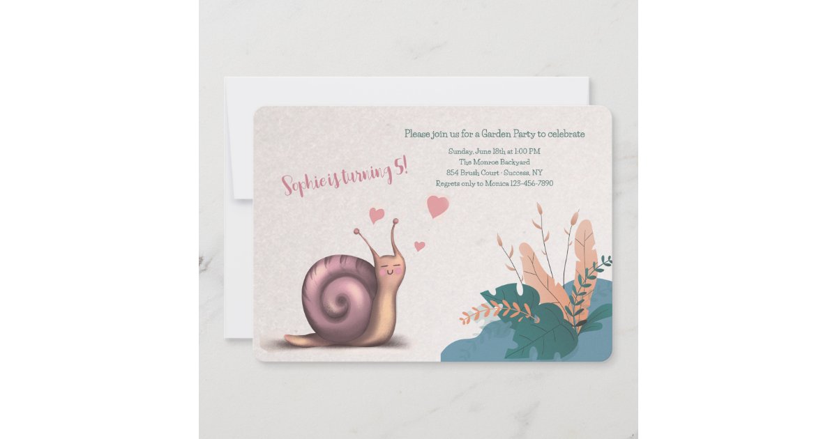 Invitación de cumpleaños para caracol de jardín | Zazzle.es