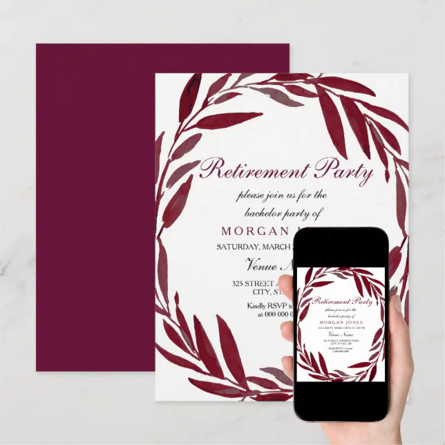 Invitación de Fiesta de retiro de Wreath de Leaf d | Zazzle.es
