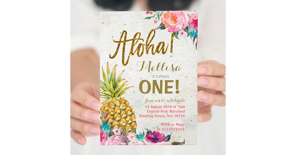 Invitación de primer cumpleaños de Aloha Pineapple | Zazzle.es