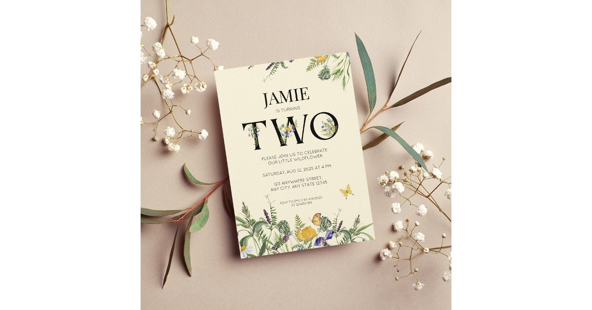 Invitación del segundo cumpleaños de Wildflower Bo | Zazzle.es