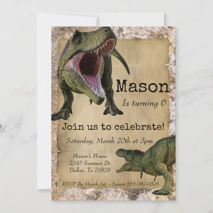 Invitación Dinosaur Tyrannosaurus T-Rex Child Birday | Zazzle.es