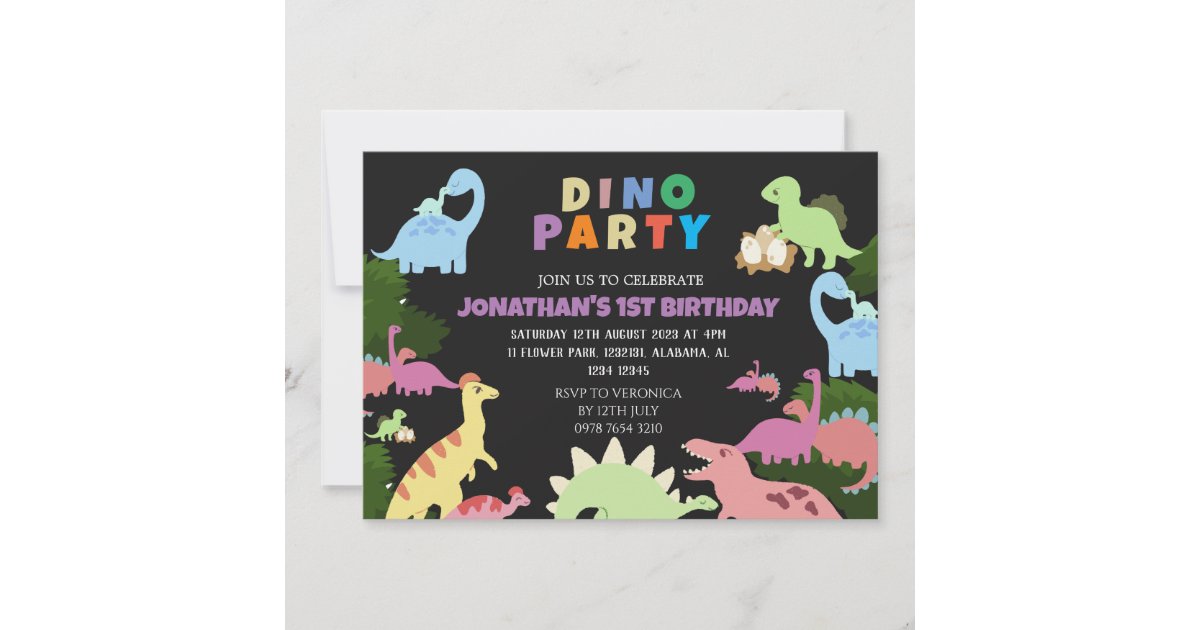 Invitación Dinosaurios Cumpleaños Simple Cute Primer Nacimien | Zazzle.es