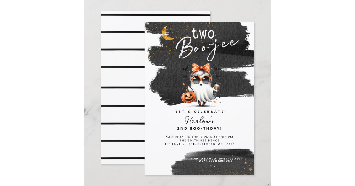Invitación Dos Boo-jee Cute Fantasma Halloween 2º cumpleaños | Zazzle.es