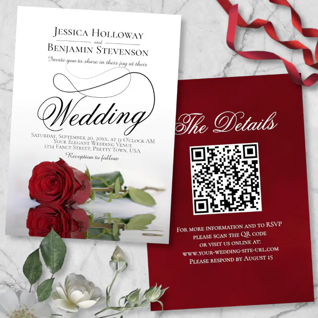Invitación Elegante Boda de código QR con guión de brillo de | Zazzle.es