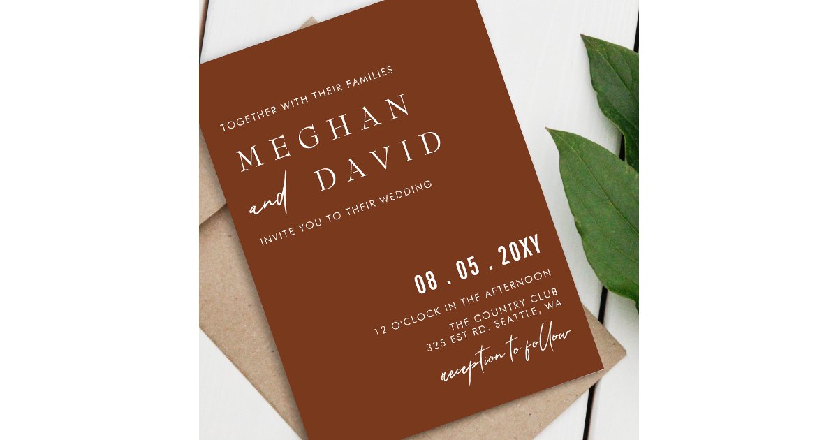 Invitación Elegante Boda de Terracota Simple Escrito A Mano | Zazzle.es