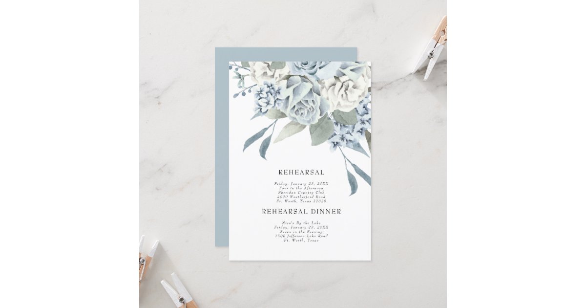 Invitación Elegante ensayo de Boda floral azul turquesa | Zazzle.es