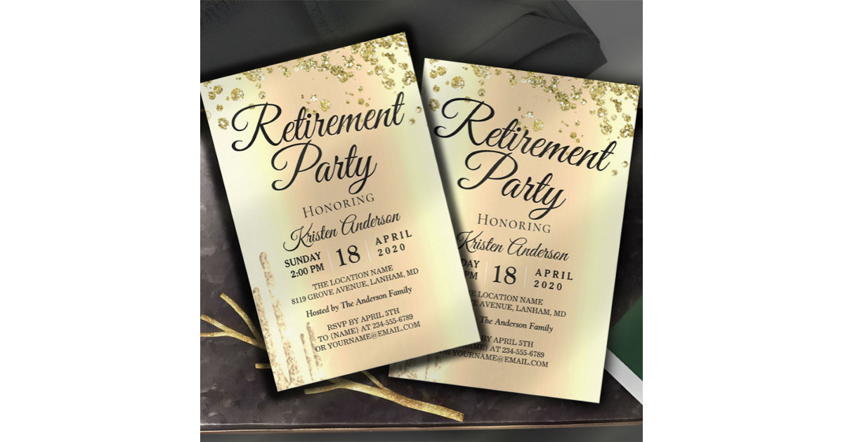 Invitación Elegante Fiesta de Retiro Purpurina Sparkly Invita | Zazzle.es