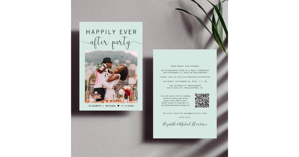 Invitación Elegante Foto Código QR Recepción de matrimonio en | Zazzle.es