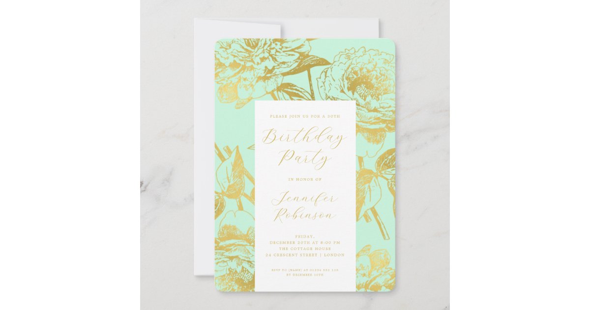 Invitación Elegante guión de oro floral de la Casa de la Mone | Zazzle.es
