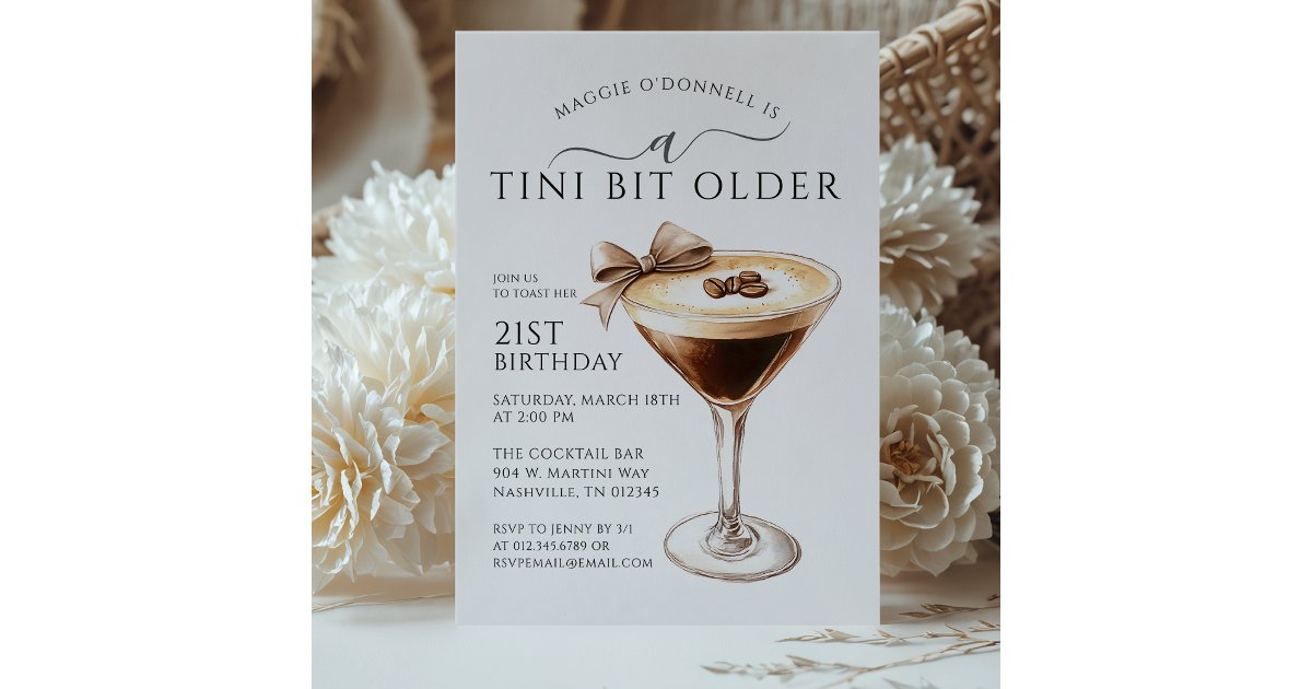 Invitación Espresso Martini 21º cumpleaños de Trinidad y Toba | Zazzle.es