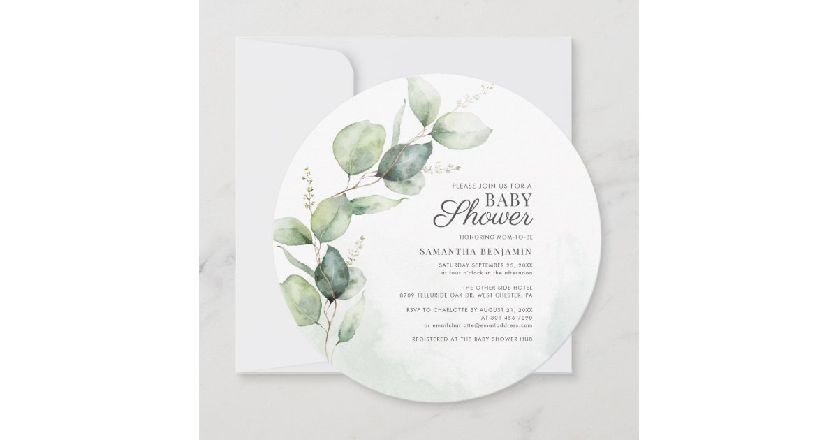 Invitación Eucalyptus Botánico deja Baby Shower | Zazzle.es