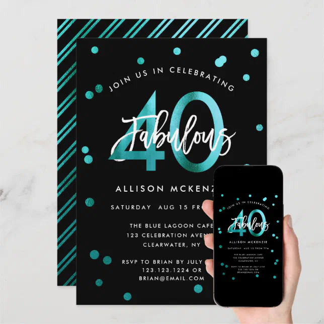 Invitación Fabuloso 40 | Moderno y elegante cumpleaños Girly | Zazzle.es